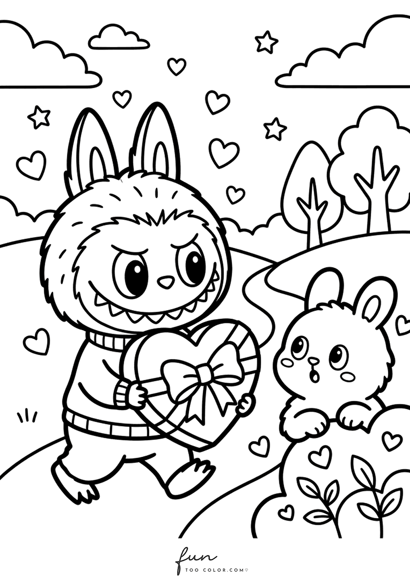 Labubu PDF coloring sheets - FuntooColor